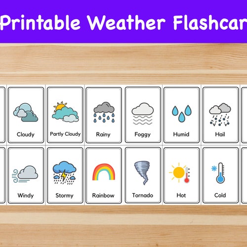 16 Weather Flashcards / Image Cards for Kids Preschoolers. - Etsy