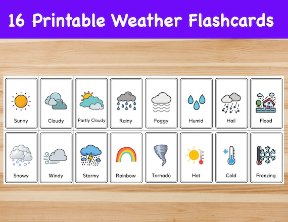 16 Flashcard meteo / schede immagine per bambini bambini in - Etsy Italia