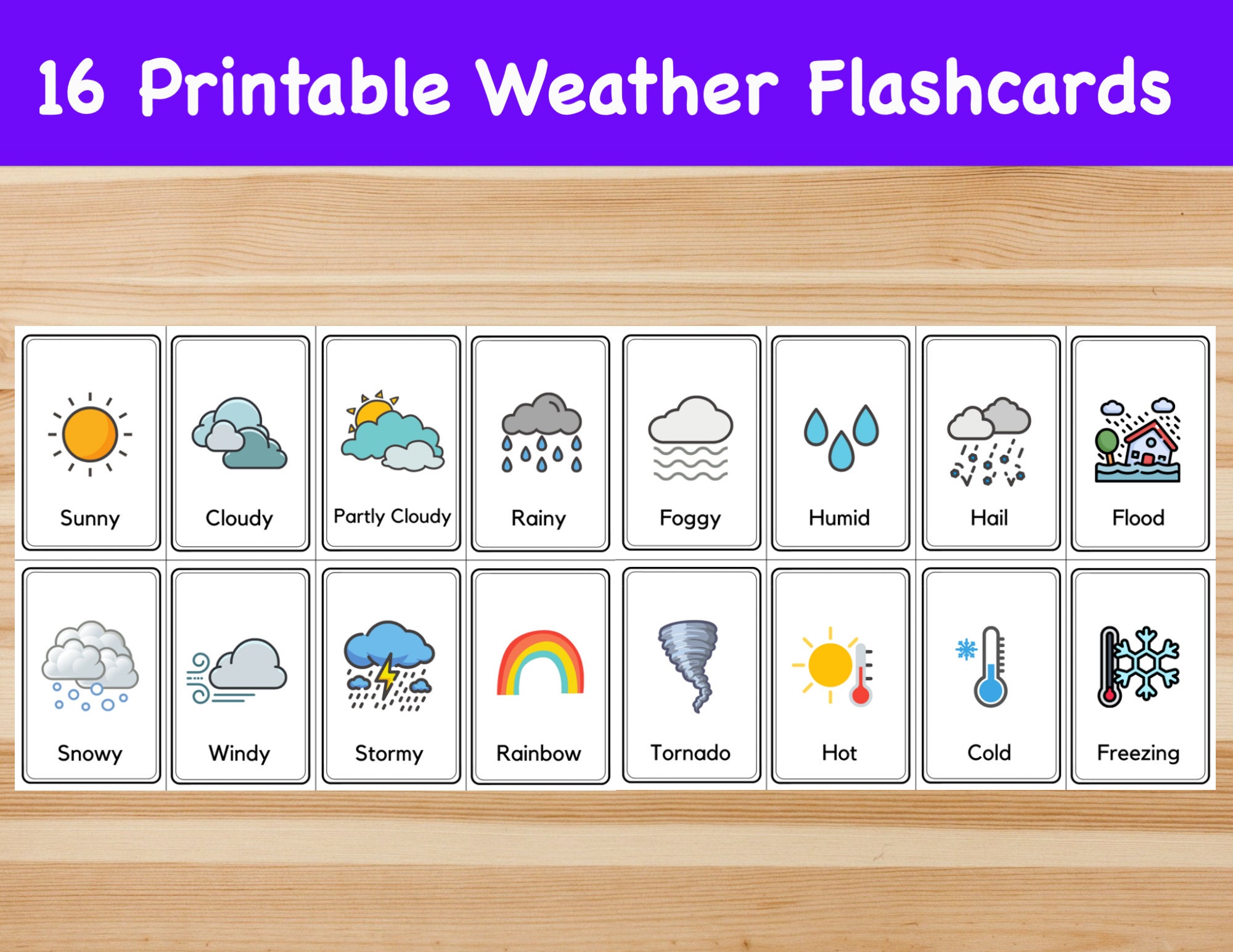 Weather Flashcards For Kids