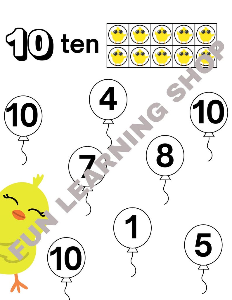 Find and Color Numbers 1-10 Worksheets – Math Activity (printable) - Etsy
