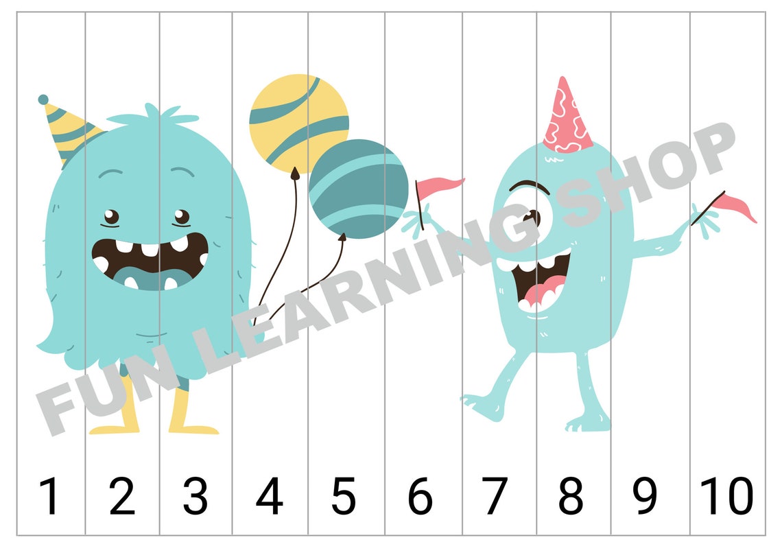Cute Monster Number Sequence Puzzles 1-10 (printable) - Etsy