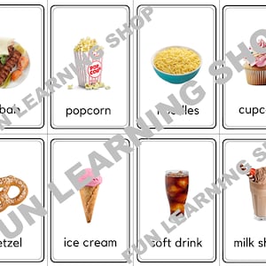 32 Fast Food Flashcards / Image Cards for Kids, Preschool. Nomenclature ...