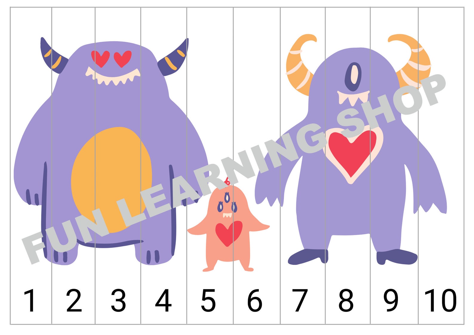 Cute Monster Number Sequence Puzzles 1-10 (printable) - Etsy