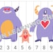 9 Printable Number Sequence Puzzles. Cute Monster Puzzles, Number ...