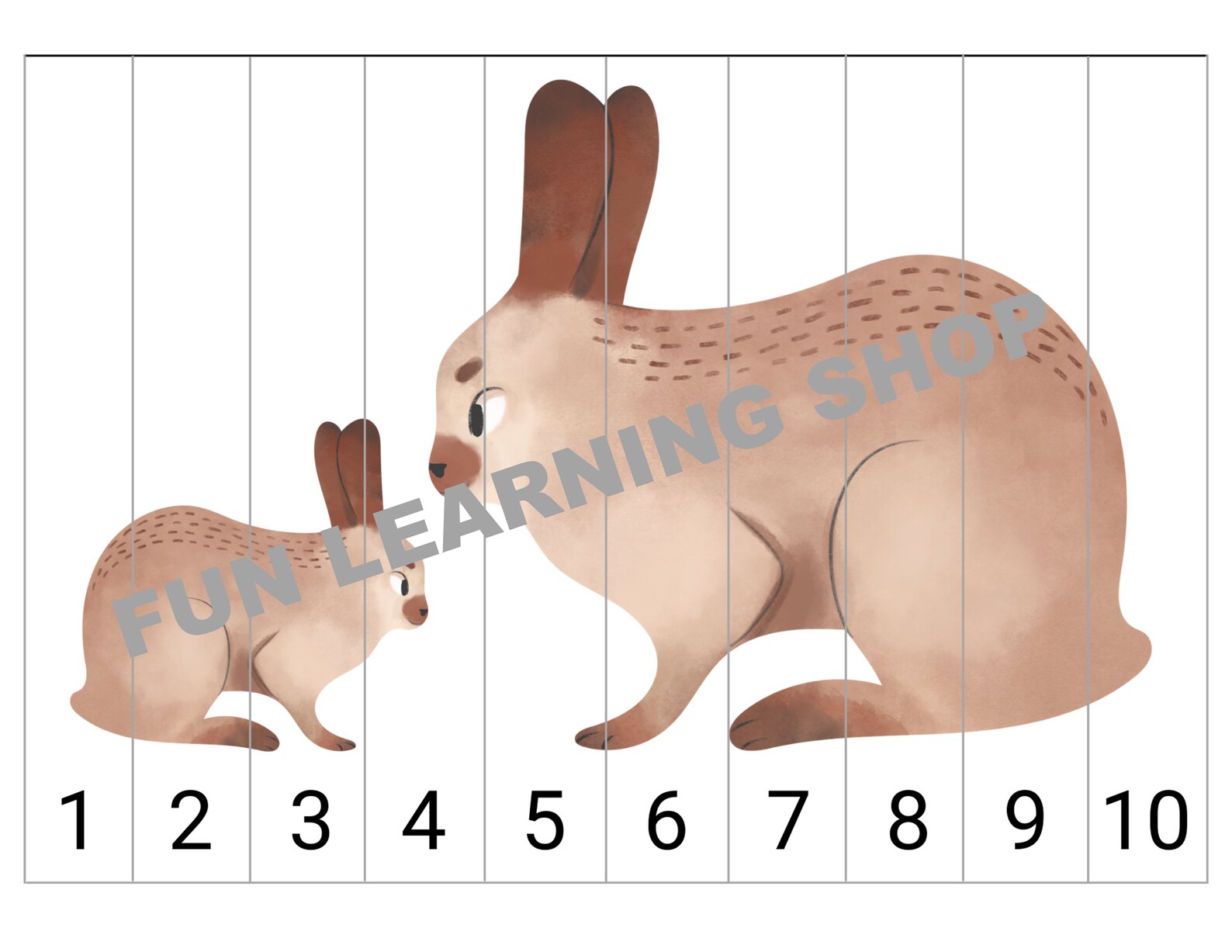 8 Animal Printable Number Sequence Puzzles. Number 1-10. - Etsy