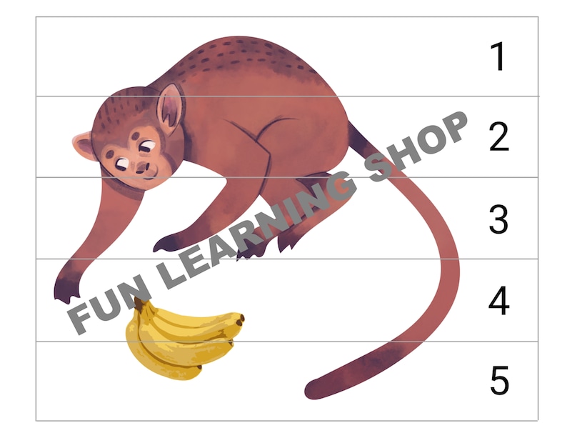 7 Animal Printable Number Sequence Puzzles. Number 1-5 - Etsy