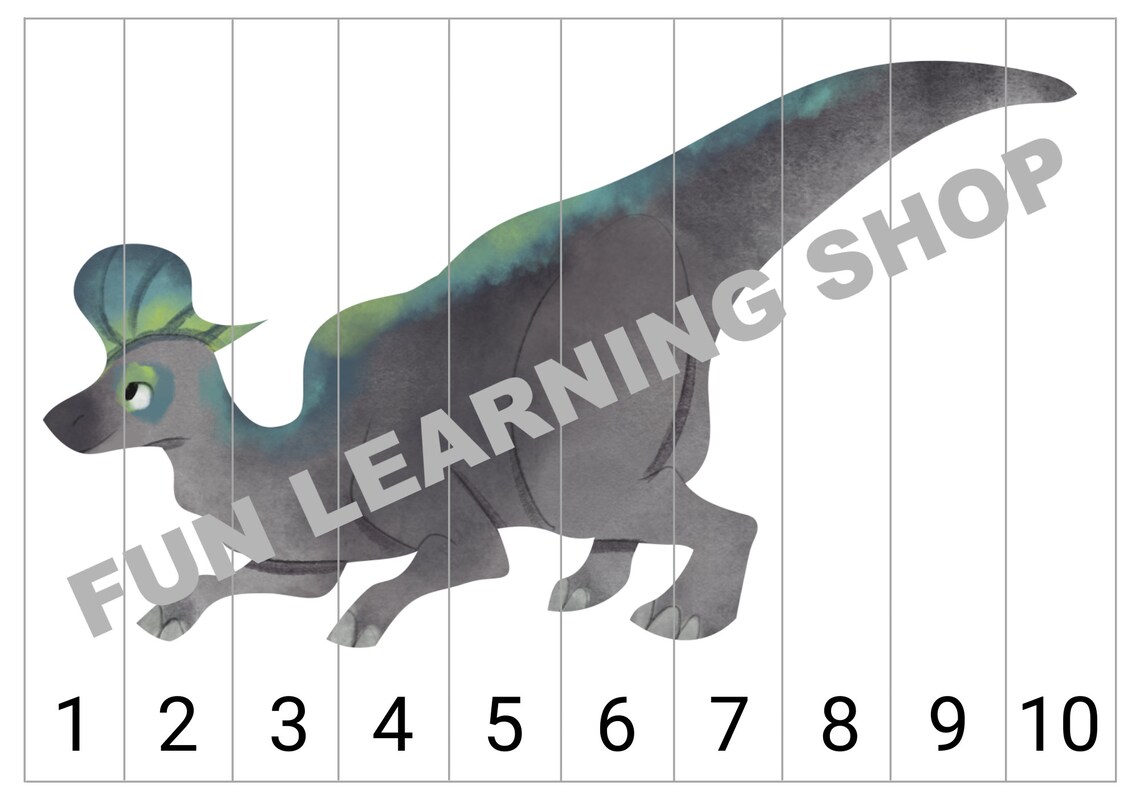 9 Dinosaurs Printable Number Sequence Puzzles. Number 1-10. - Etsy