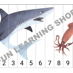 9 Sea Animal Printable Number Sequence Puzzles. Number 1-10 - Etsy