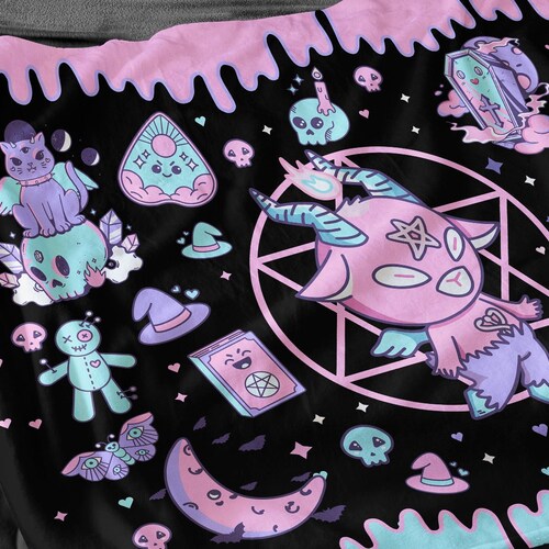 Pastel Goth Decor Creepy Cute Blanket Cryptid Cat Throw - Etsy