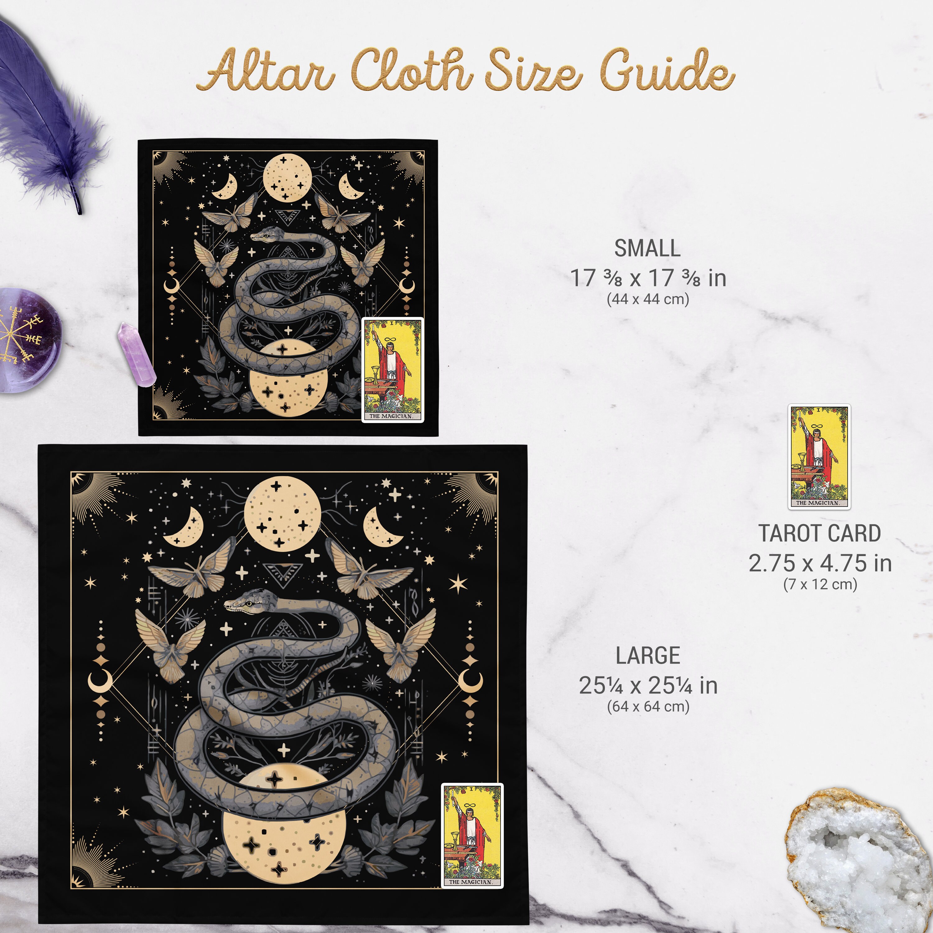 Celestial Snake Moon Phases Floral Altar Cloth, Oracle Academia Pagan ...