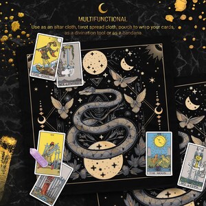 Celestial Snake Moon Phases Floral Altar Cloth, Oracle Academia Pagan ...