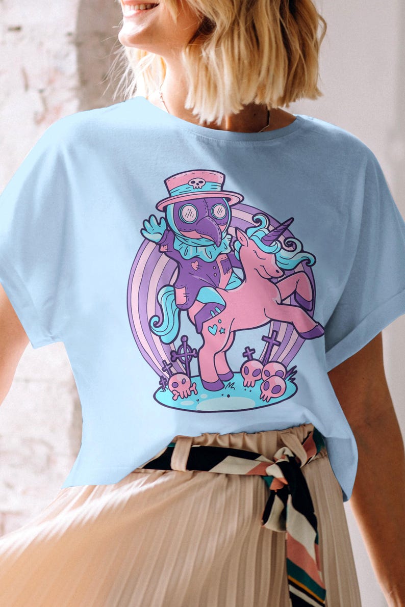 Plague Doctor on Unicorn Pastel Goth Shirt, Pastel Goth Clothing ...
