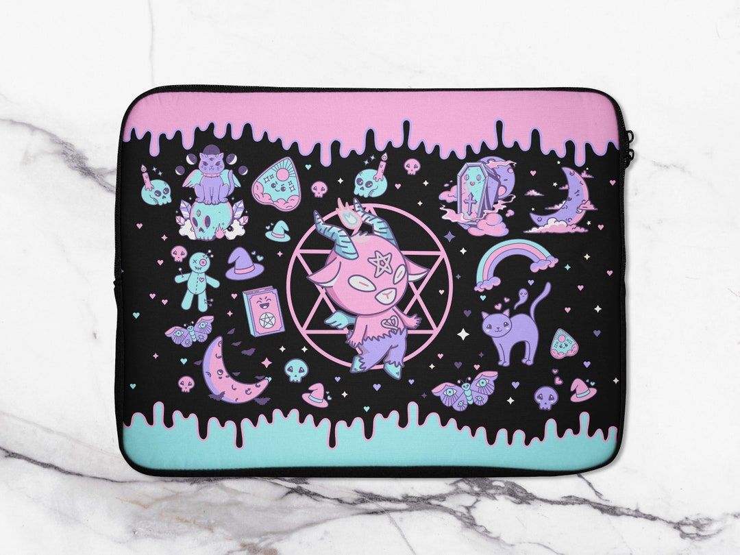 Baphomet Pastel Goth Laptop Sleeve, Pink Yami Kawaii Witchy Gothic ...