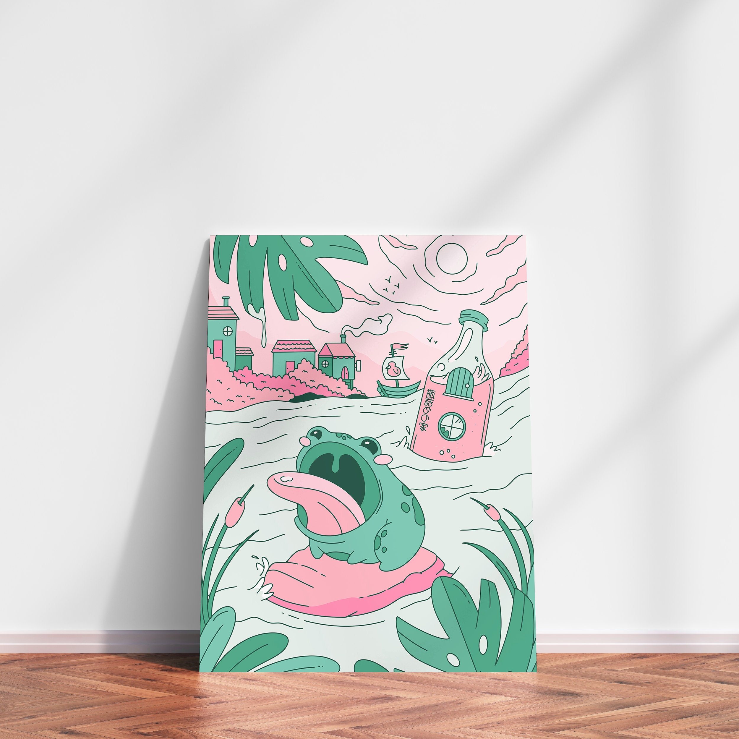 Kawaii Frog Print, Pastel Goth Decor, Kawaii Decor, Harajuku Print ...