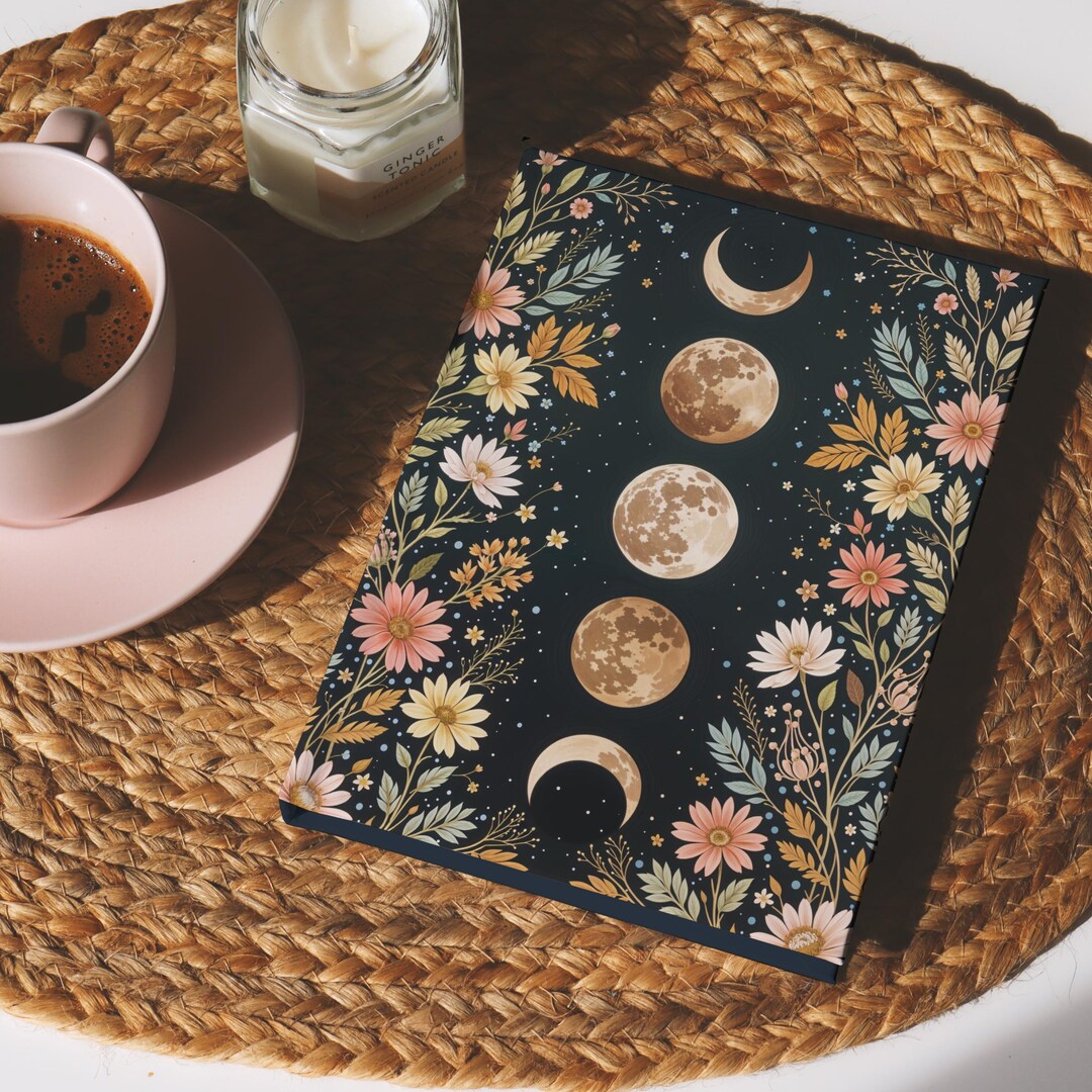 Wildflowers Moon Phases Book of Shadows Hardcover Journal, Floral ...