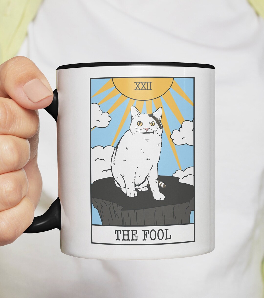 The Fool Tarot Mug, Cat Meme Tarot Card Mug, Cat Tarot Mug, Witchy Mug ...