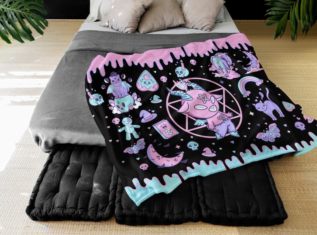 Baphomet Minky Blanket Pastel Goth Decor Creepy Cute Blanket, Cryptid ...