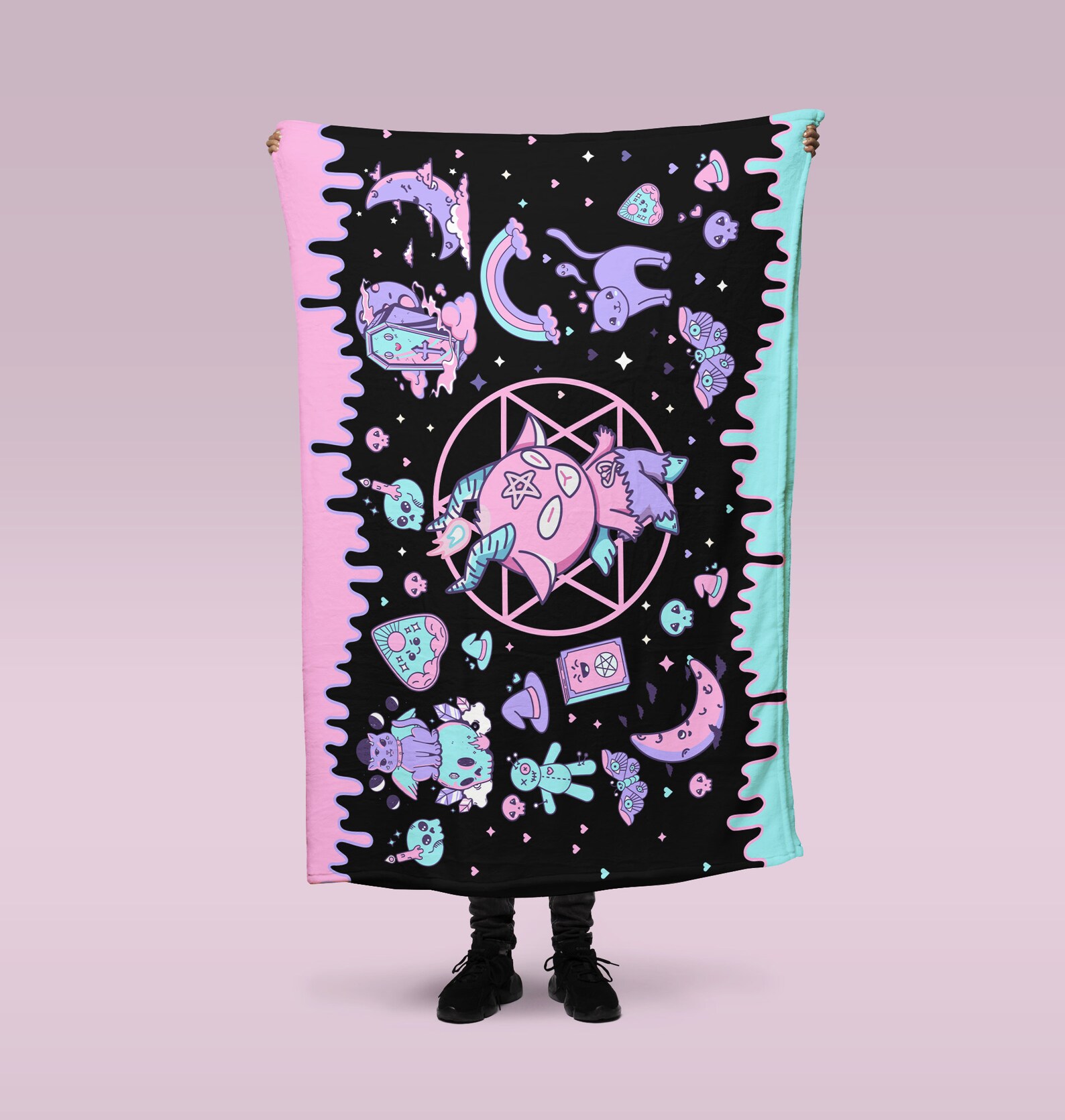 Baphomet Minky Blanket Pastel Goth Decor Creepy Cute Blanket, Cryptid ...