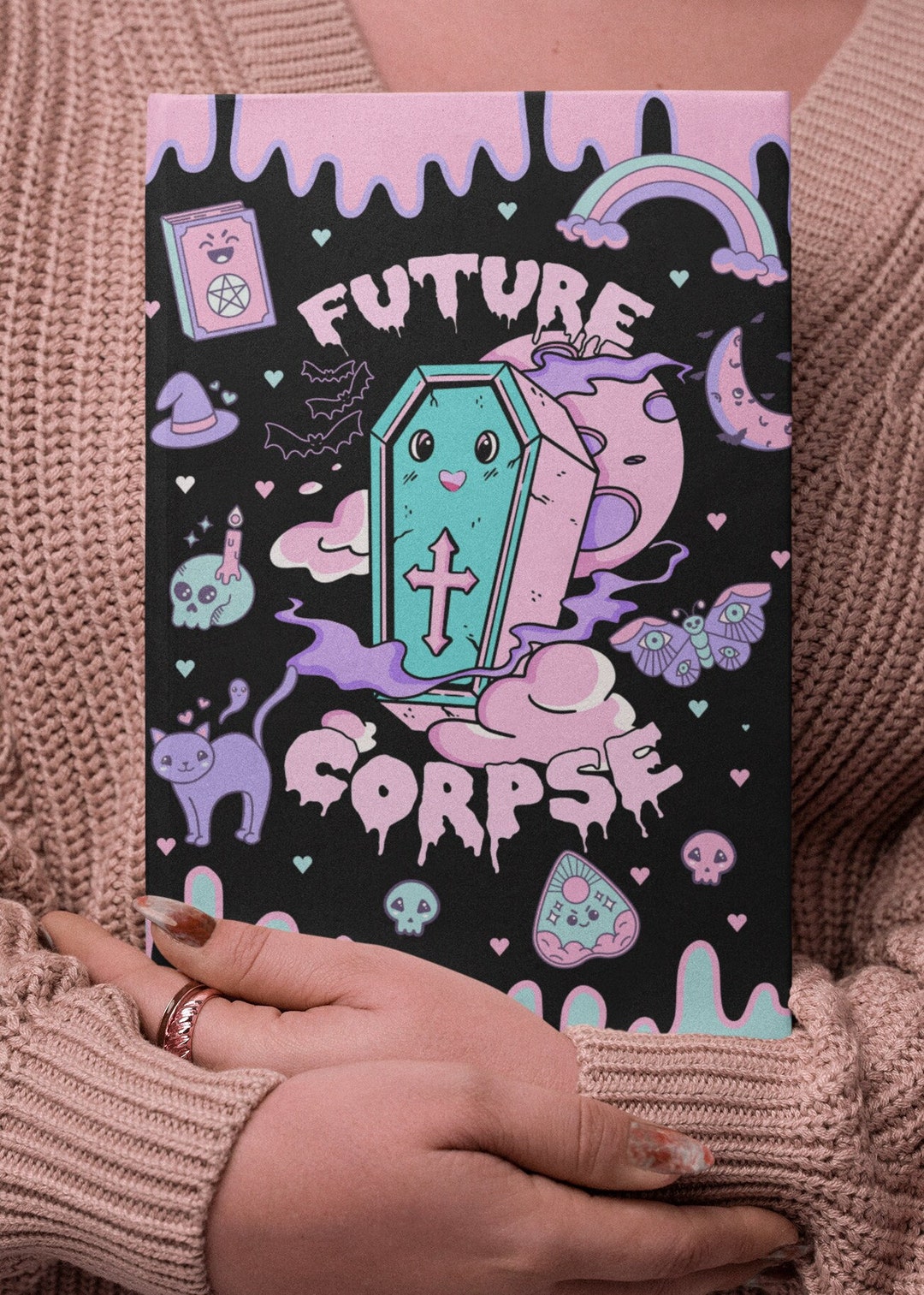 Future Corpse Pastel Goth Coffin Journal, Pink Black Book of Shadows ...