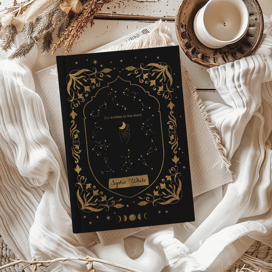 Personalized Stars & Moon Phases Book of Shadows Custom Hardcover ...