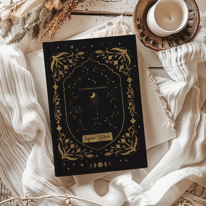 Personalized Stars & Moon Phases Book of Shadows Custom Hardcover ...