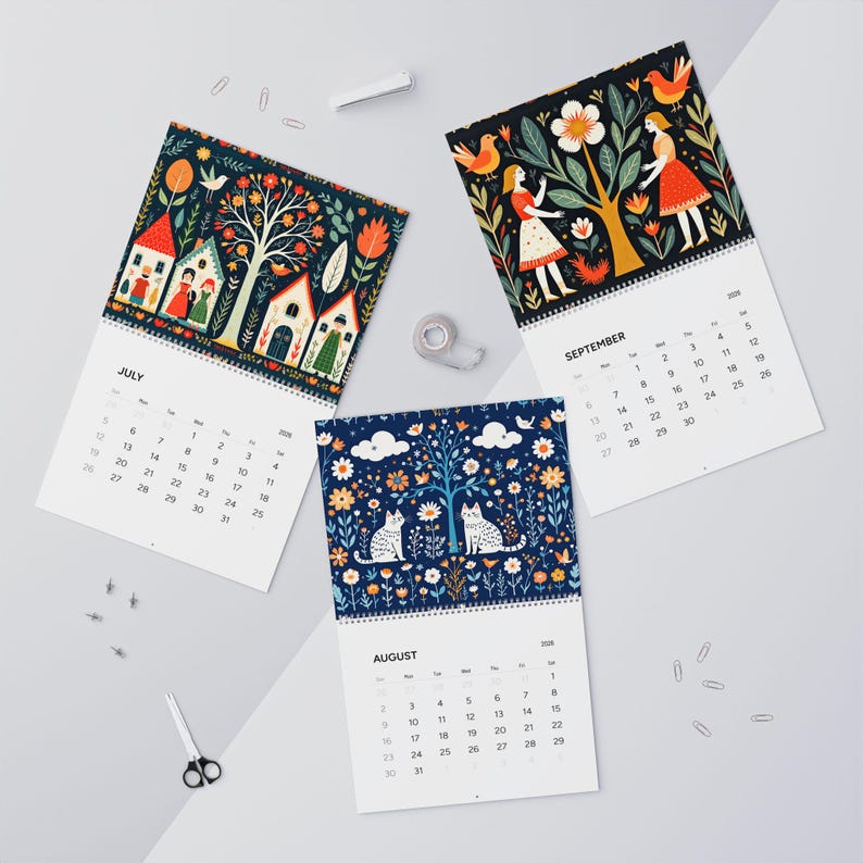 2026 Swedish Wall Calendar | Whimsical Art Calendar with Dala Horse ...