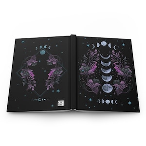 Violet Moon Phases Book of Shadows Hardcover Journal, Grimoire Witchy ...