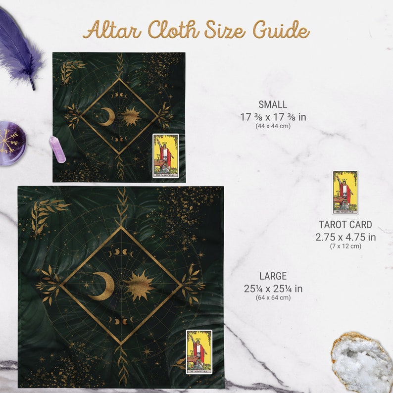 Sun and Moon Botanical Altar Cloth, Oracle Dark Academia Green Table ...