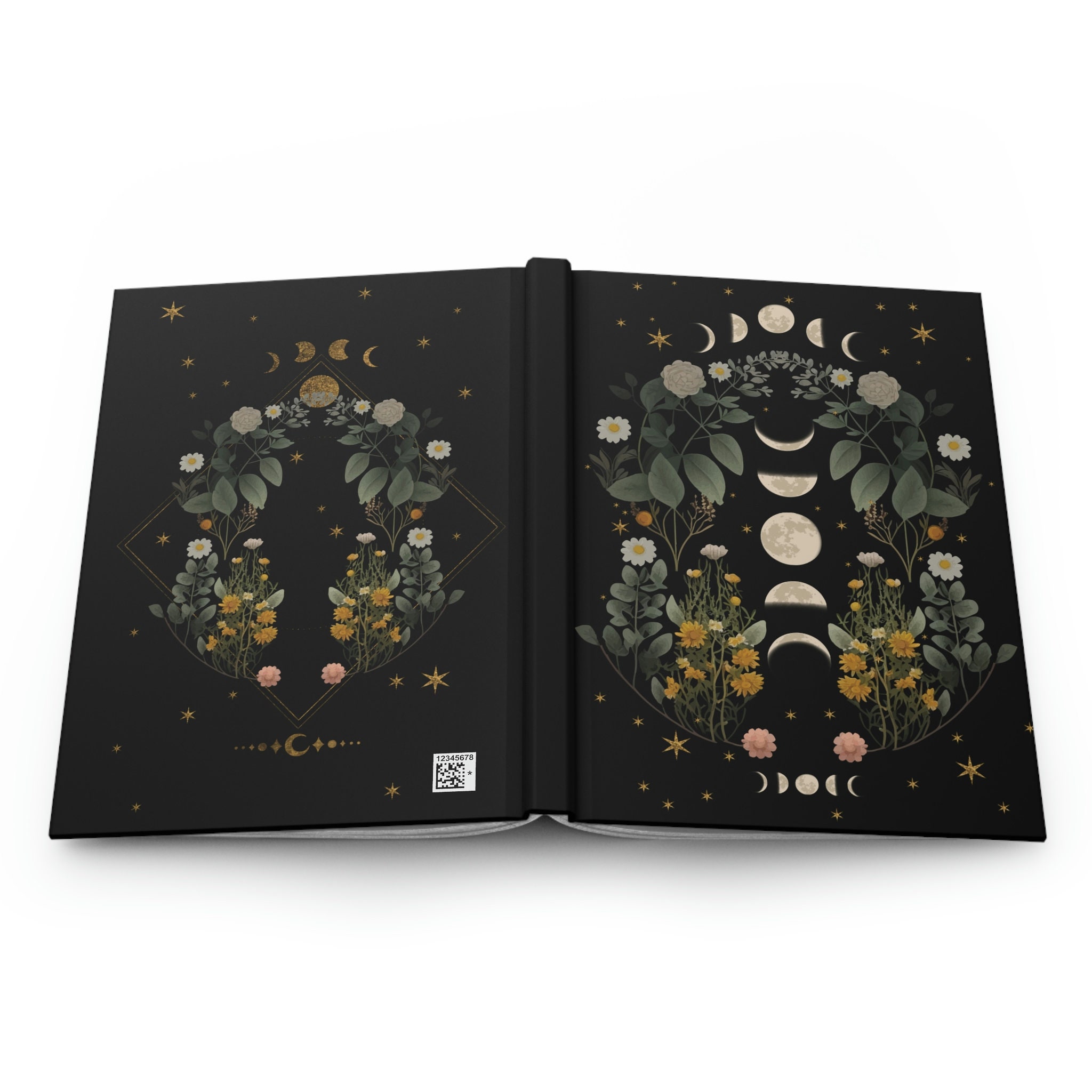 Moon Phases Book of Shadows Hardcover Journal, Grimoire Witchy Tarot ...