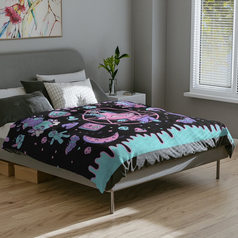 Baphomet Minky Blanket Pastel Goth Decor Creepy Cute Blanket, Cryptid ...