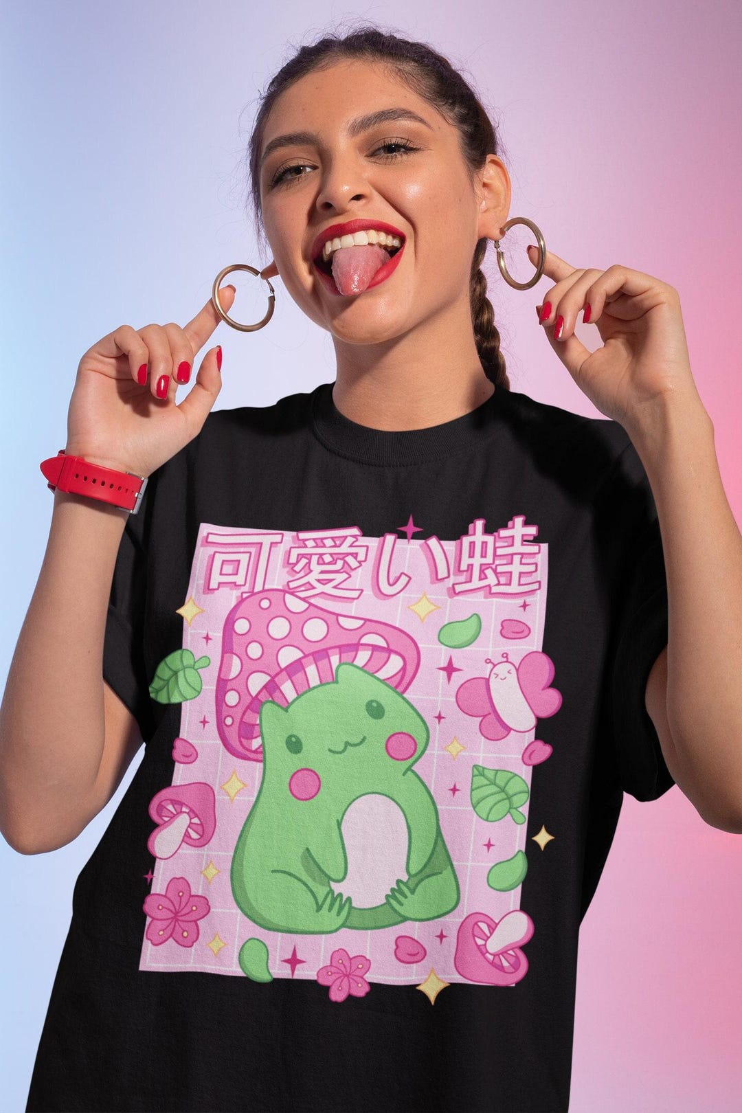 Harajuku Frog Pastel Goth Sweatshirt, Pastel Goth Clothing, Harajuku ...