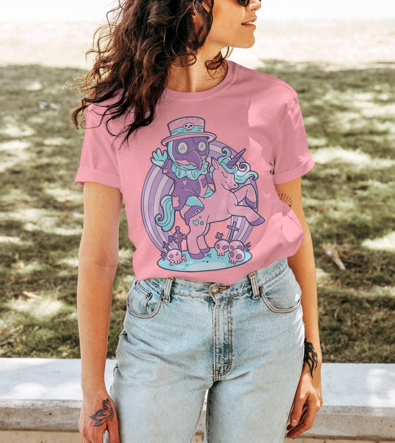 Plague Doctor on Unicorn Pastel Goth Shirt, Pastel Goth Clothing ...