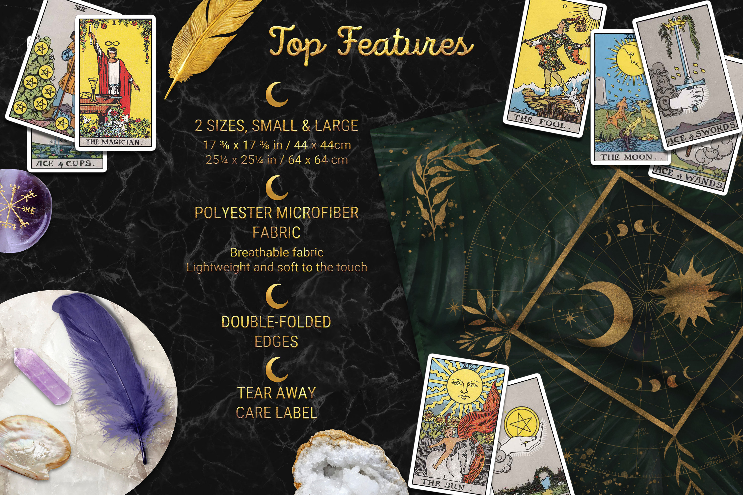 Sun and Moon Botanical Altar Cloth, Oracle Dark Academia Green Table ...