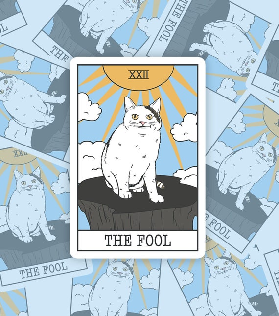 Cat Meme Tarot Card Sticker Tarot Sticker Witchy Sticker | Etsy