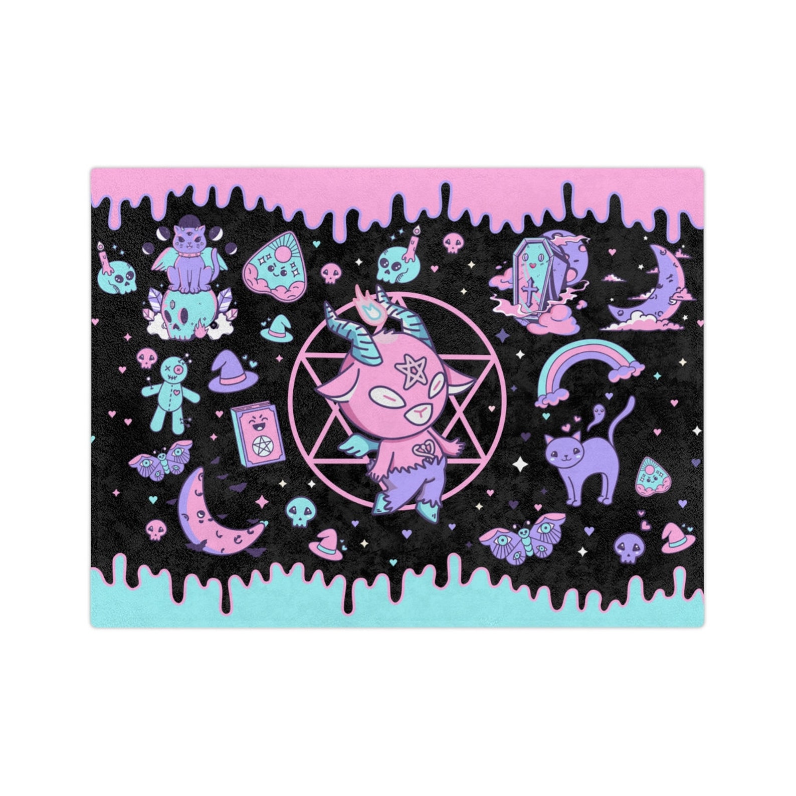 Baphomet Minky Blanket Pastel Goth Decor Creepy Cute Blanket, Cryptid ...