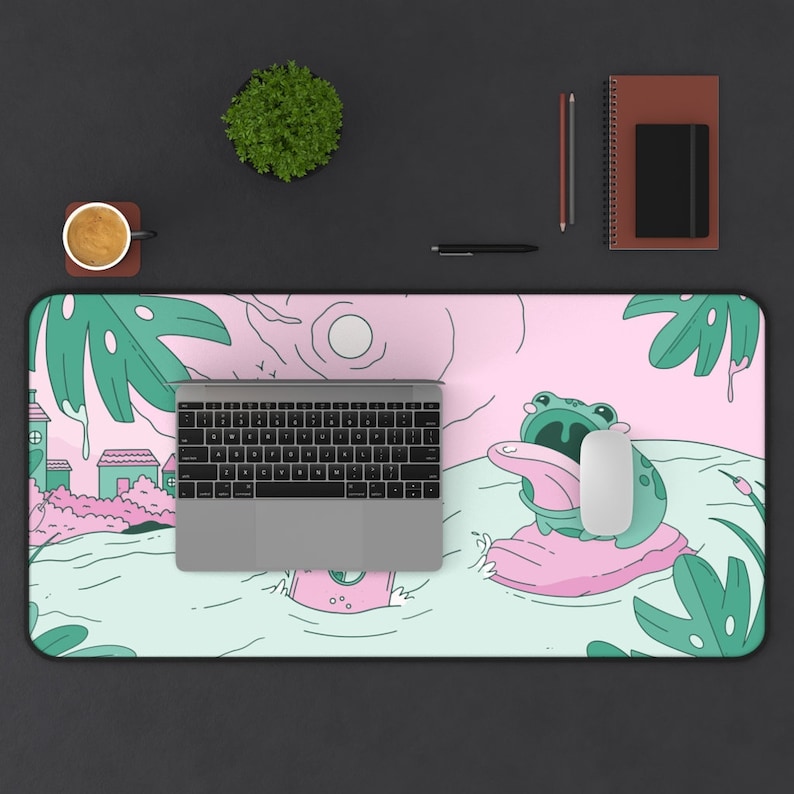 Pink Green Desk Mat Harajuku Frog Mat Pastel Goth Pad - Etsy