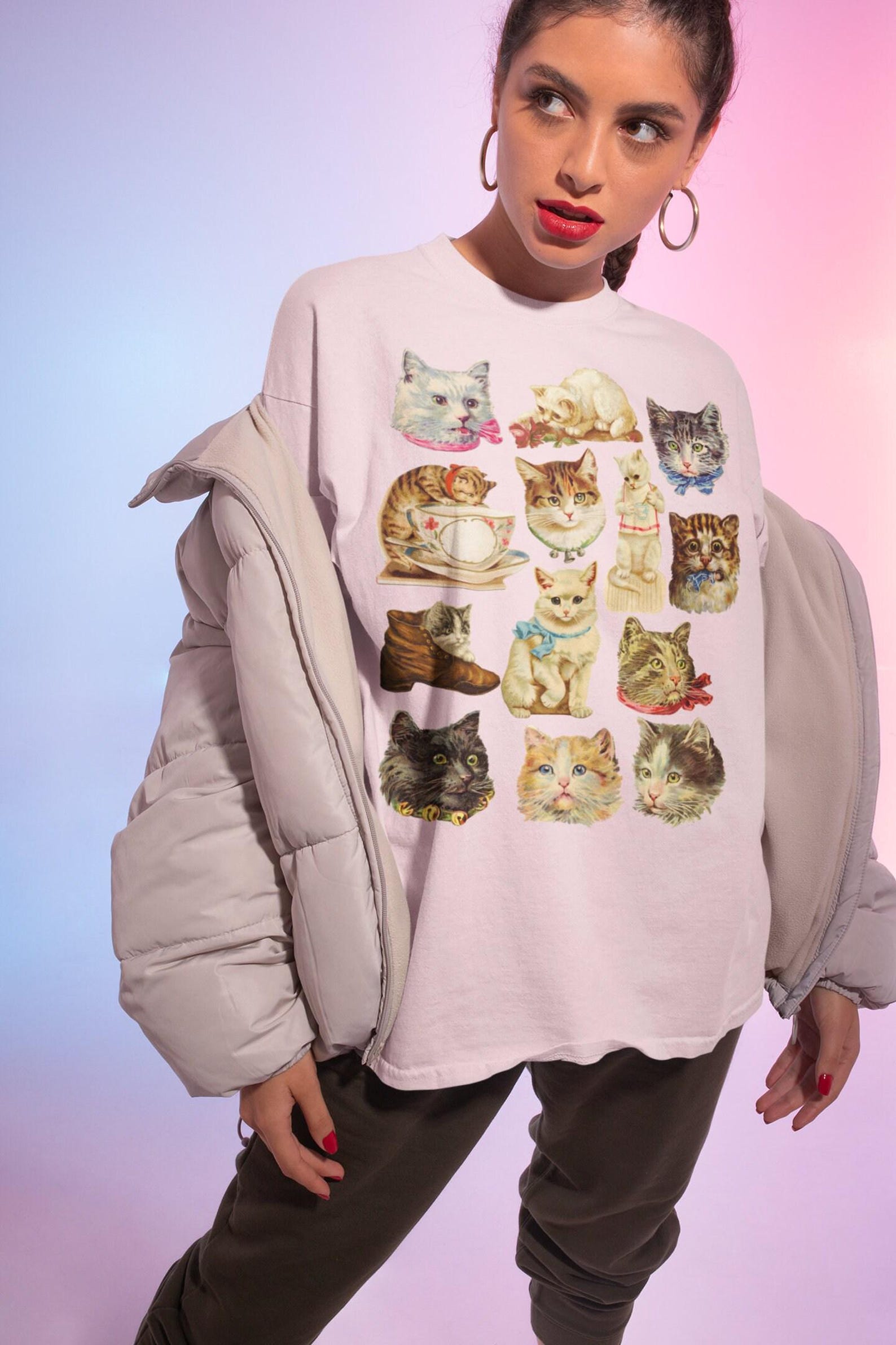 Cottagecore Cat Shirt, Cute Retro Funny Cats Shirt, Goblincore Clothes ...