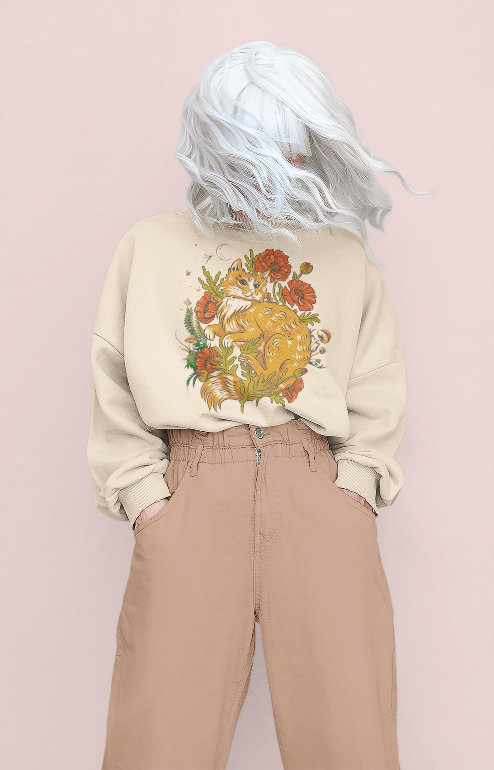 Cottagecore Cat Wildflowers Sweatshirt Goblincore Cat - Etsy