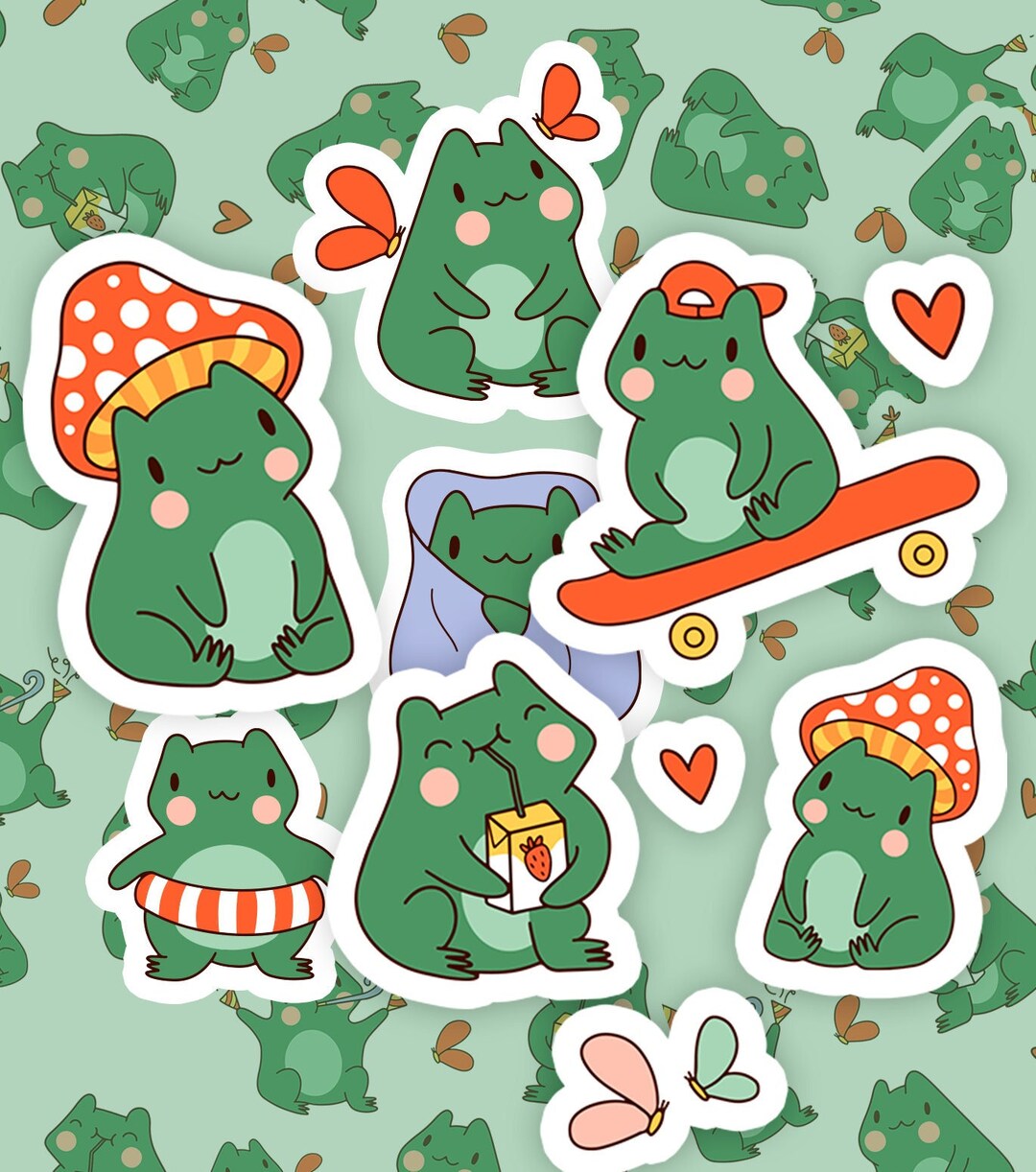 Frog Sticker Sheet, Froggy Sticker Bundle, Cute Frog Stickers ...