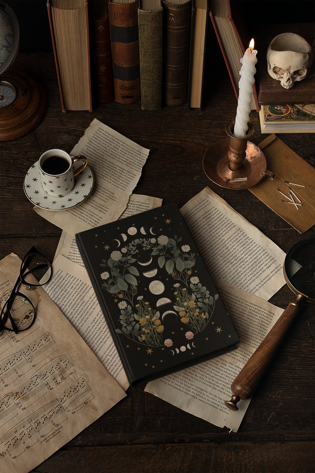 Moon Phases Book of Shadows Hardcover Journal, Grimoire Witchy Tarot ...