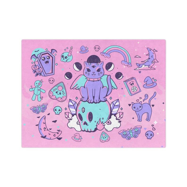 Pastel Goth Decor Creepy Cute Blanket Cryptid Cat Throw - Etsy