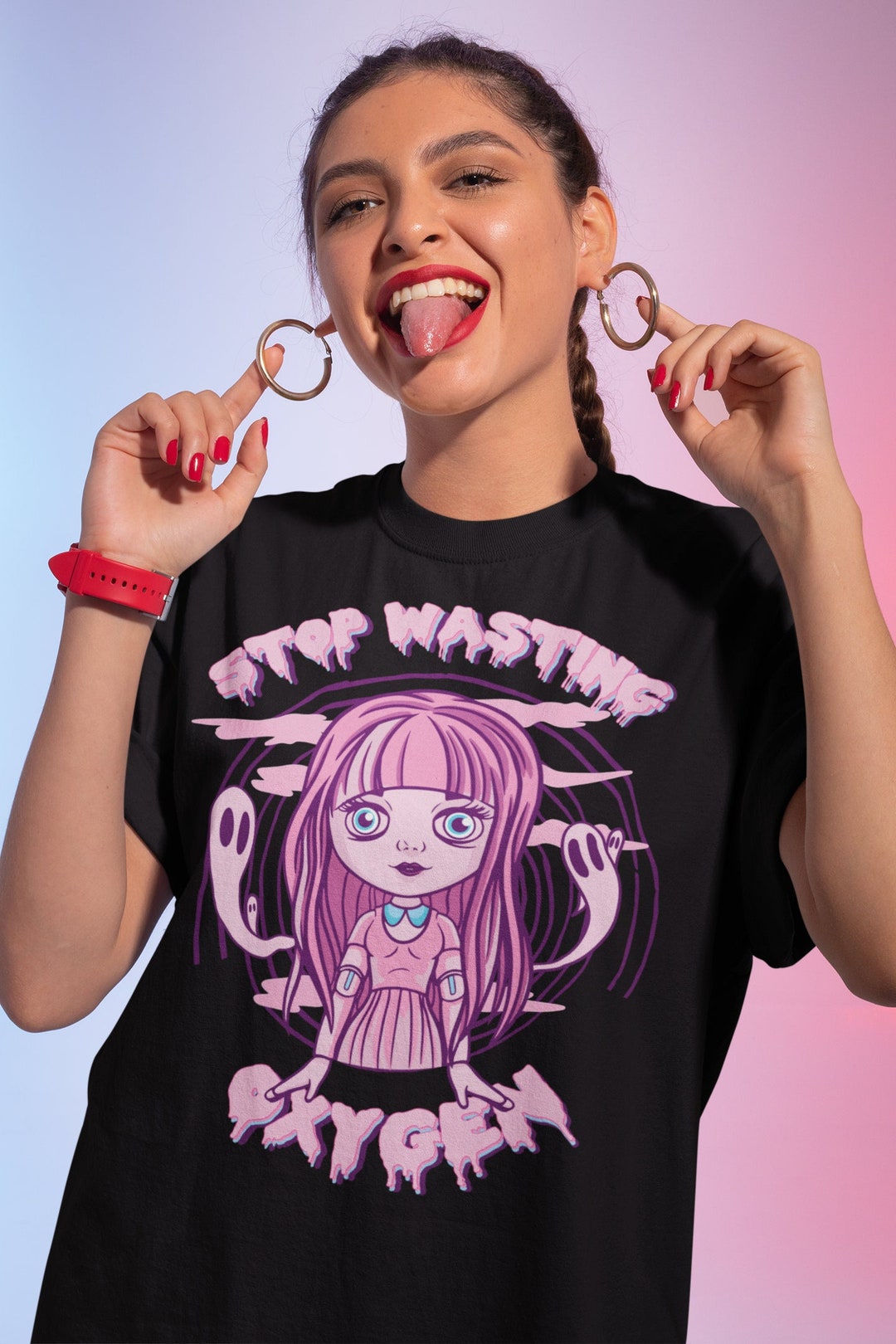 Pastel Goth Stop Wasting Oxygen, Future Corpse Shirt, Yami Kawaii ...