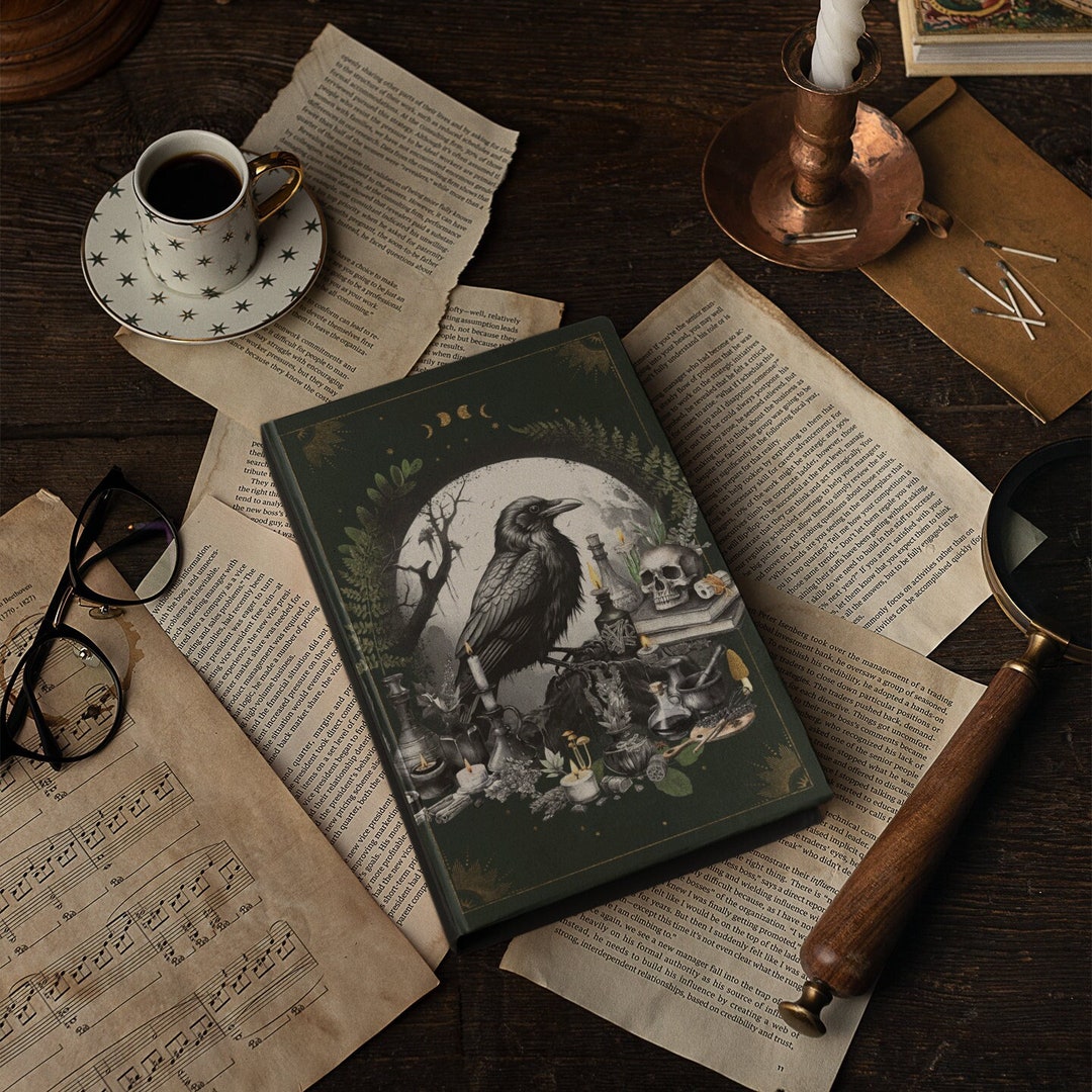 Witchcore Book of Shadows Hardcover Journal, Raven Grimoire Witchy ...