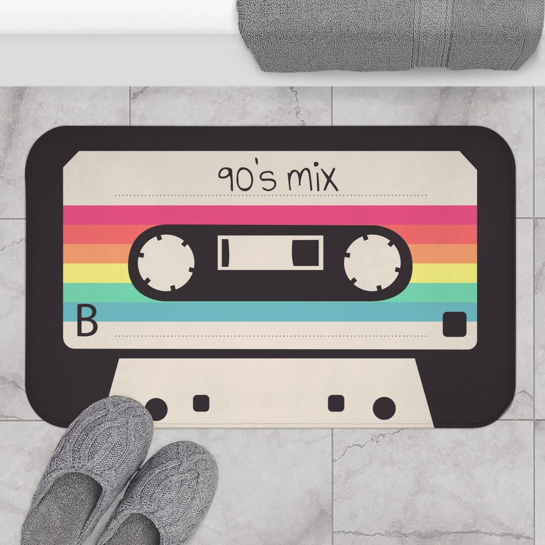 Custom Vintage Tape Bath Mat, Retro Cassette Boho Bath Mat, Funny ...