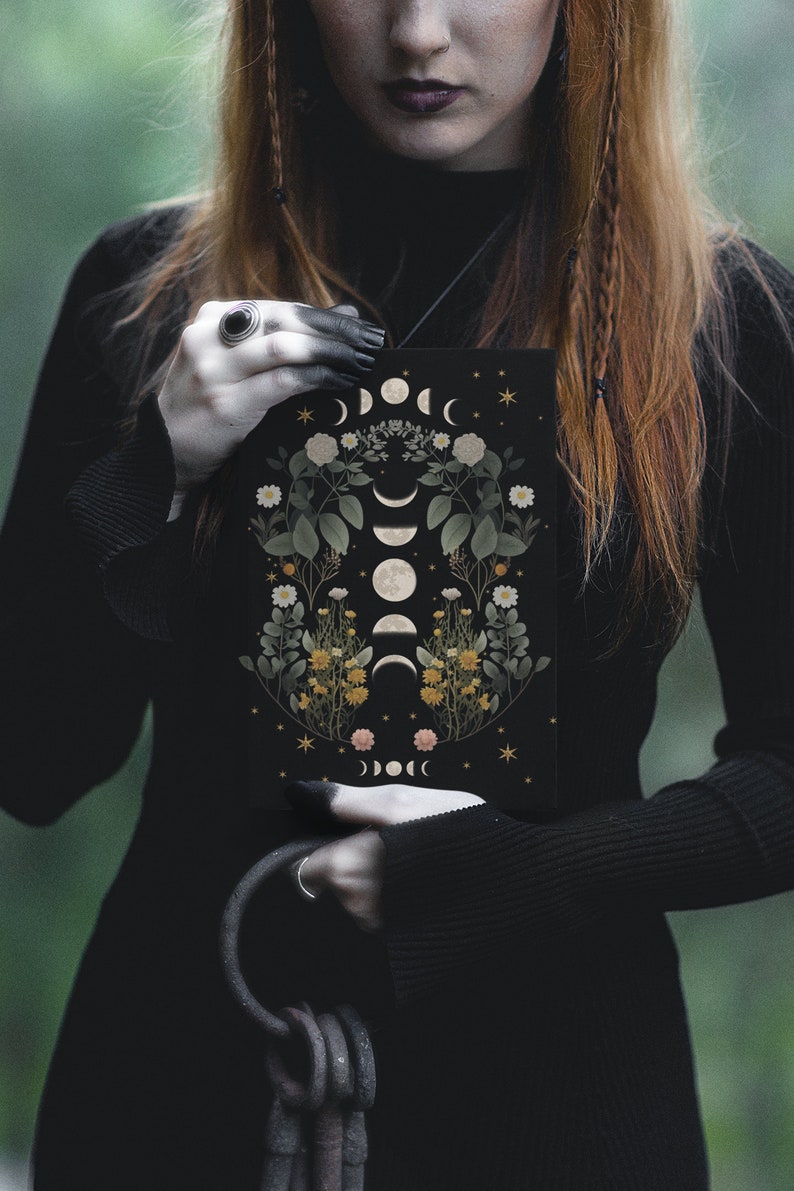 Moon Phases Book of Shadows Hardcover Journal, Grimoire Witchy Tarot ...
