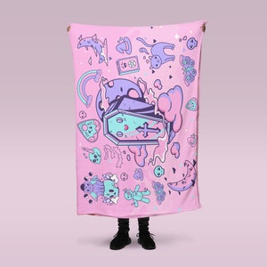 Pastel Goth Decor Creepy Cute Blanket, Cryptid Coffin Throw Blanket ...