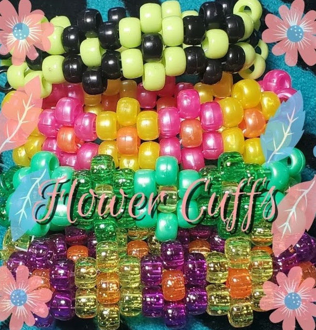 Flower Kandi/kidcore/goblincore Bracelet/cuff - Etsy