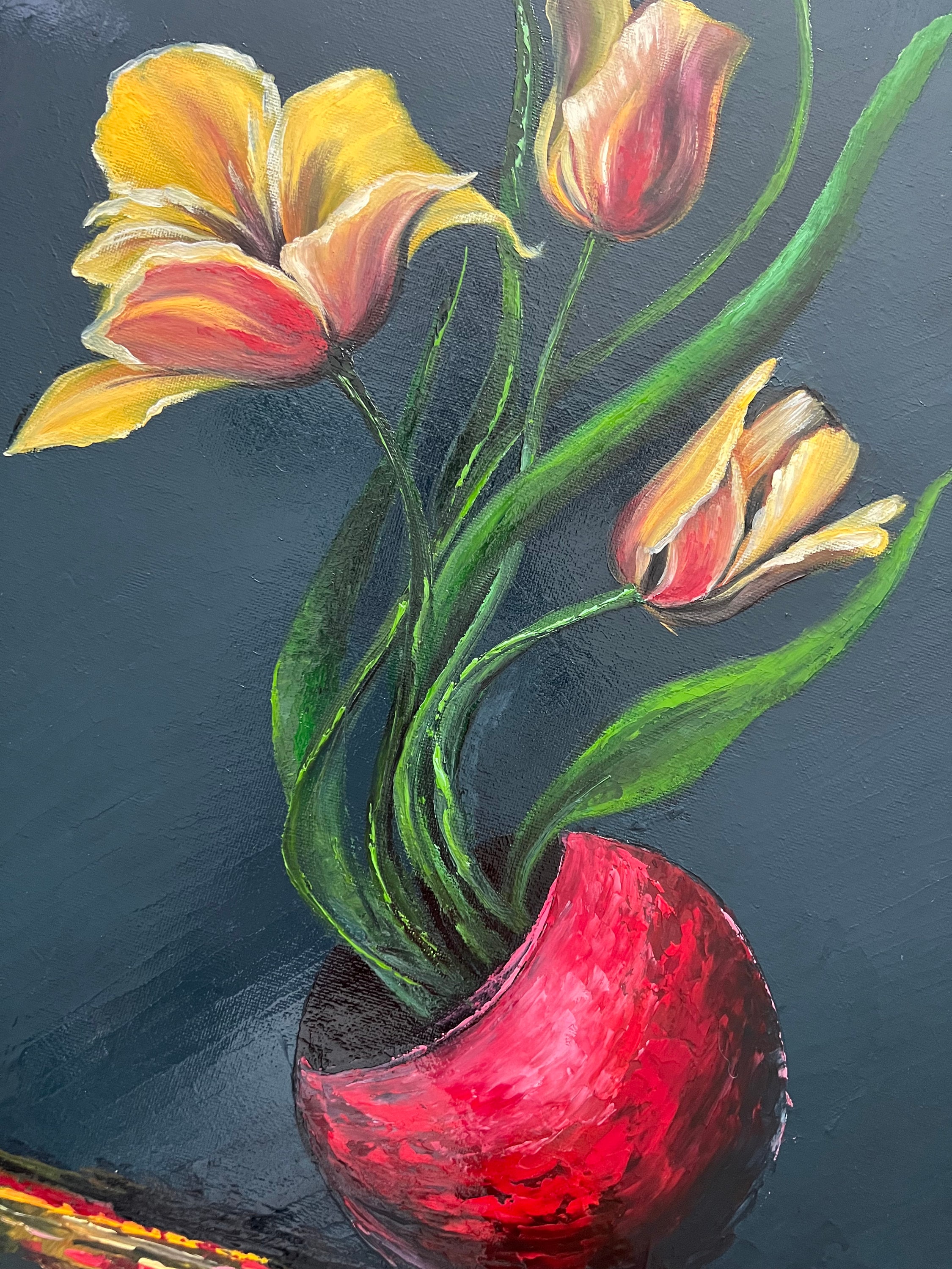 Tulip Original Oil Painting Floral Oil Painting Impasto Oil Painting ...