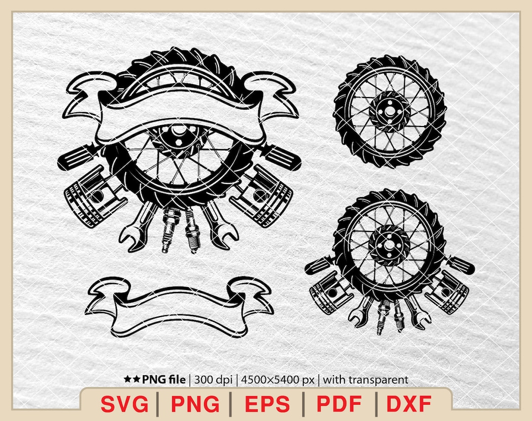 Motorcycle Wheels Svg, Wheels Svg Bundle, Wheel Silhouette, Mechanic ...