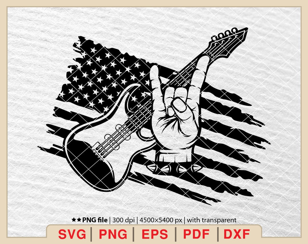 Rock Music and USA Flag Svg, Music Note Svg, Rock and Roll Svg,rock ...